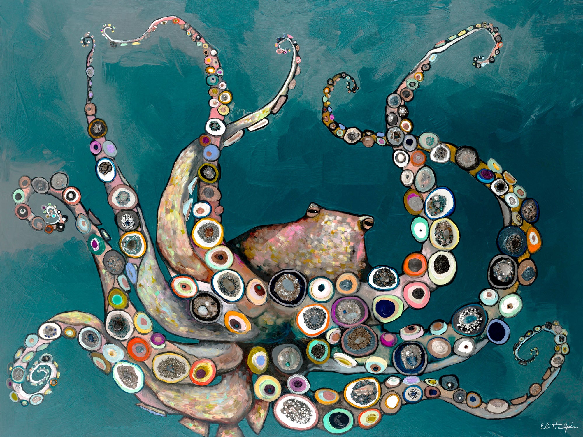 Octopus in the Deep Teal Sea - Canvas Print – Eli Halpin